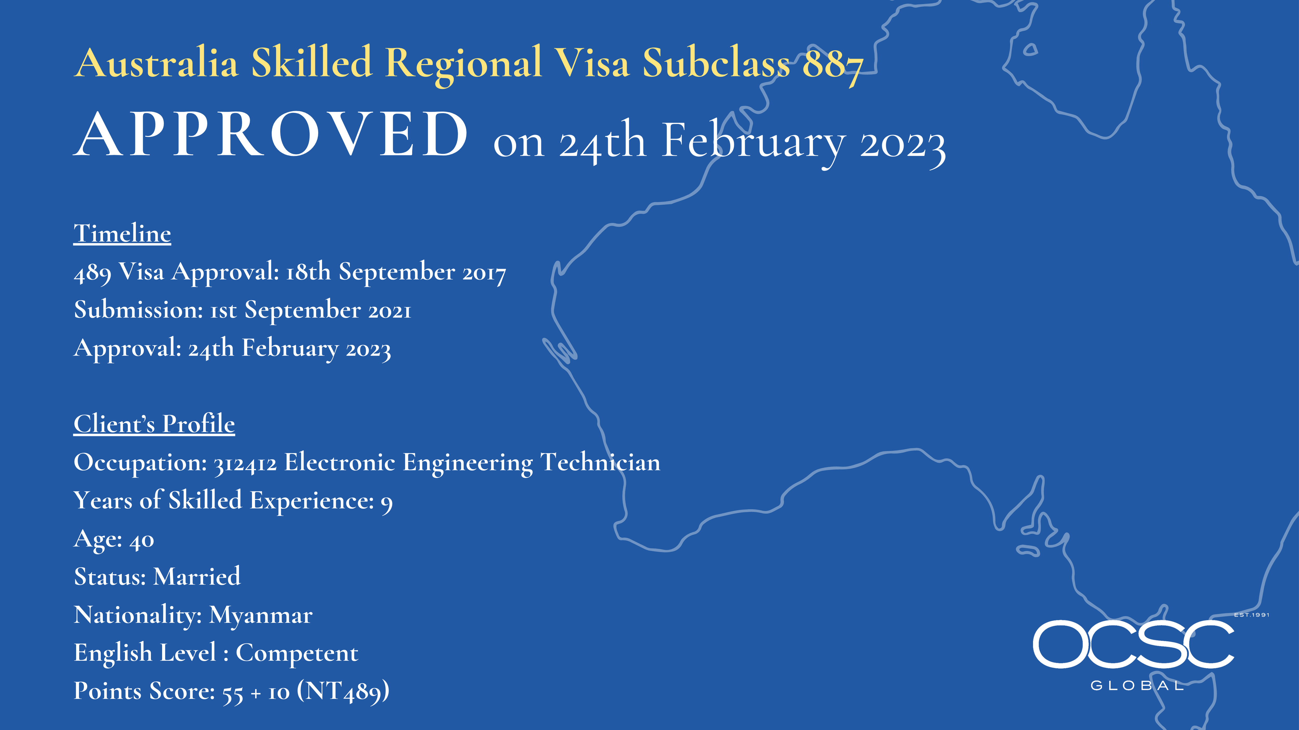 Approval for Australia Skilled Regional (Permanent Residence) Visa Subclass 887 | OCSC Global